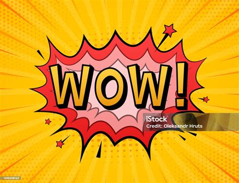 텍스트 와우 와 만화 연설 거품 빈티지 만화 일러스트레이션 기호 스티커 태그 특별 제공 라벨 광고 배지 벡터 스톡 일러스트레이션입니다 경외감에 대한 스톡 벡터 아트 및 기타