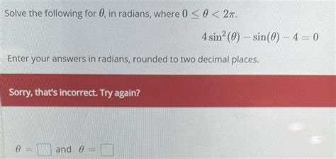 Solved Solve the following for θ in radians where θ