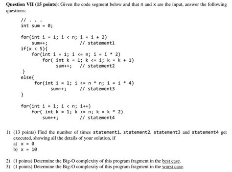 Solved Question Vii 15 Points Given The Code Segment