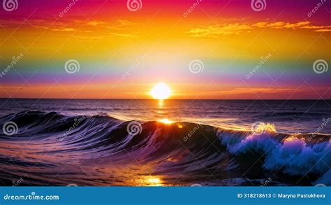 Seascape Sunset With Sky In Colors Of The Rainbow Lgbt Rainbow Flag