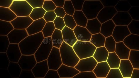 Background With Pattern Of Neon Hexagons Motion Neon Lines In Moving