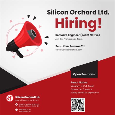 job opening for software engineer react native silicon orchard ltd