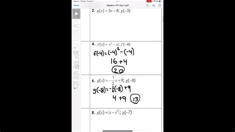 Unit 3 Lesson 4 Function Notation And Evaluating Functions Youtube