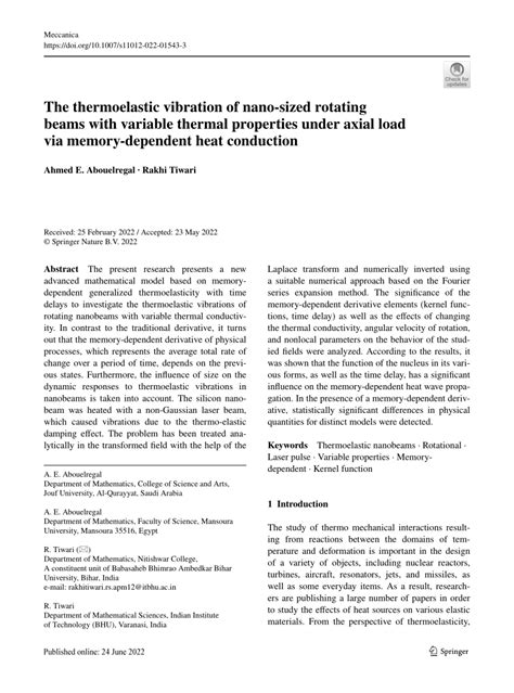 Pdf The Thermoelastic Vibration Of Nano Sized Rotating Beams With