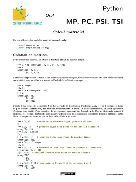 Python Matrices Descargar Gratis Pdf Matrice Mathématiques