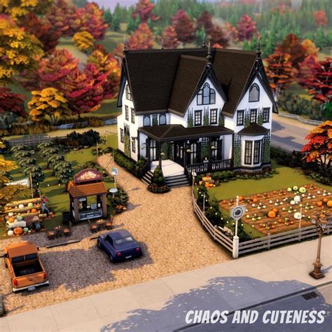 Carpenter Gothic Farmhouse - The Sims 4 Build | Sims 4 house building, Sims house design, Sims house