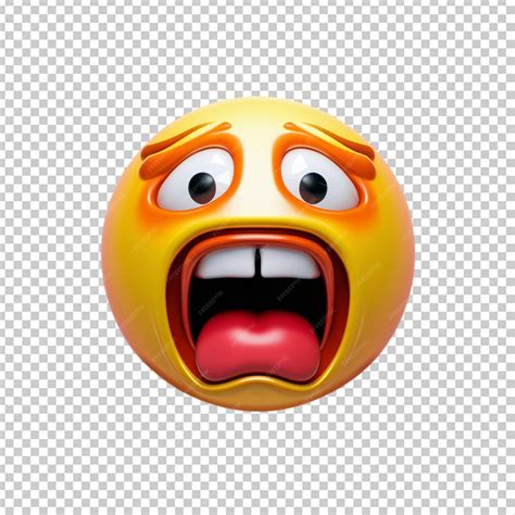 Premium Psd 3d Screaming In Fear Emoji With Wide Open Mouth Isolated