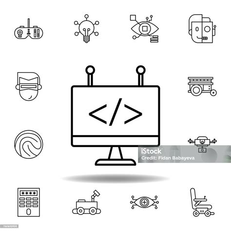 Robotics Coding Outline Icon Set Of Robotics Illustration Icons Signs