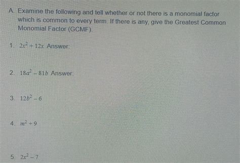 Solved A Examine The Following And Tell Whether Or Not There Is A