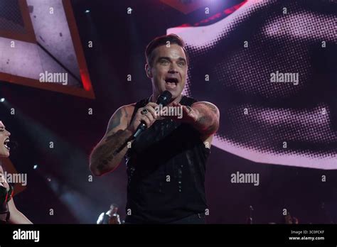 British Singer Robbie Williams Performs At Bentegodi Stadium During His