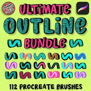 Procreate Ultimate Outline Bundle 112 Awesome Procreate Brushes For Lettering Digital