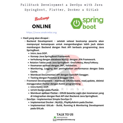 jual fullstack development and devops with java springboot flutter
