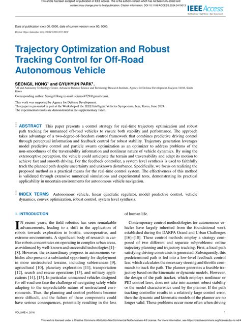 Pdf Trajectory Optimization And Robust Tracking Control For Off Road Autonomous Vehicle