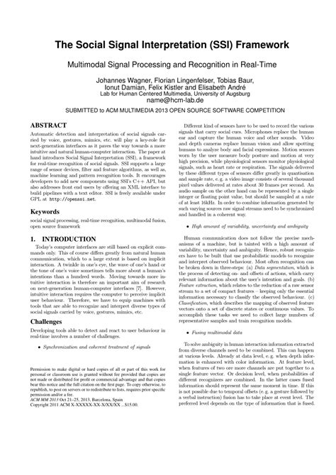 pdf the social signal interpretation ssi framework multimodal