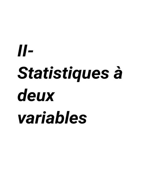 Ii Statistiques À Deux Variables Pdf