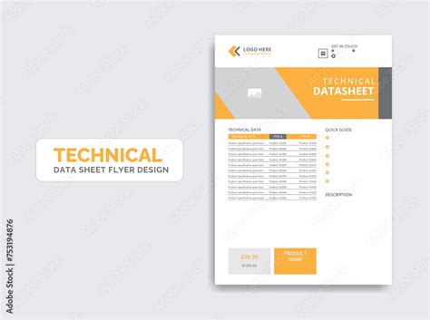 Technical Data Sheet Template Design Stock Vector Adobe Stock