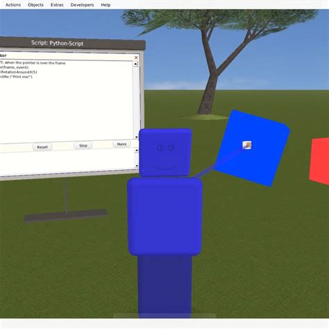 a script is dragged onto a cube from the code editor on the left