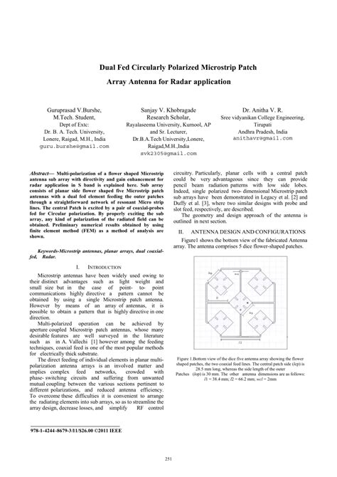 Pdf Dual Fed Circularly Polarized Microstrip Patch Array Antenna For