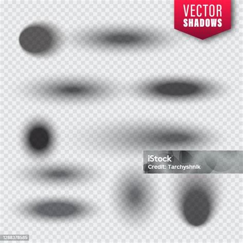 투명 배경에 설정된 벡터 그림자입니다 사실적인 격리 된 그림자 벡터 일러스트레이션 벡터에 대한 스톡 벡터 아트 및 기타 이미지