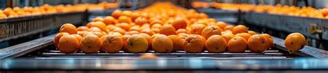 Automated Orange Processing Facility With Conveyors Full Of Fresh Oranges Premium Ai Generated