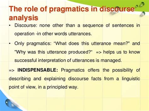 Pragmatc approach - discourse analysis