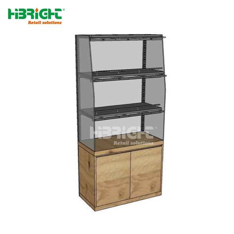 Highbright Wood Glass Door Bakery Equipment Store Display Shocase Bread Display Rack
