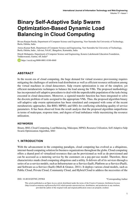 pdf binary self adaptive salp swarm optimization based dynamic load