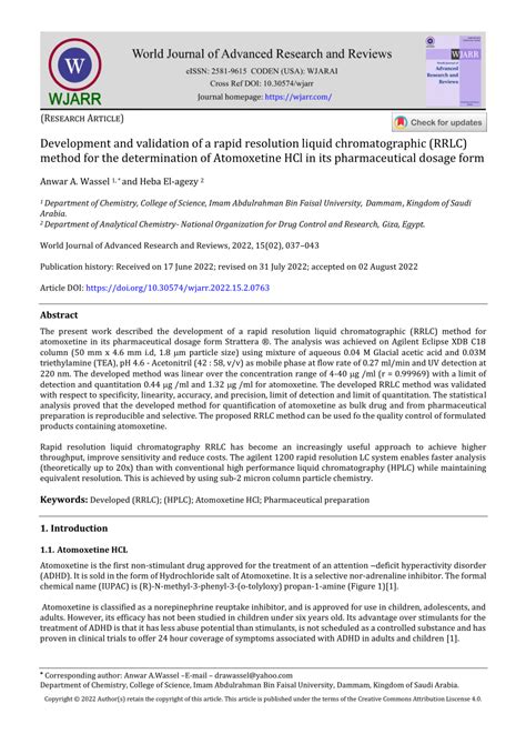 Pdf Development And Validation Of A Rapid Resolution Liquid