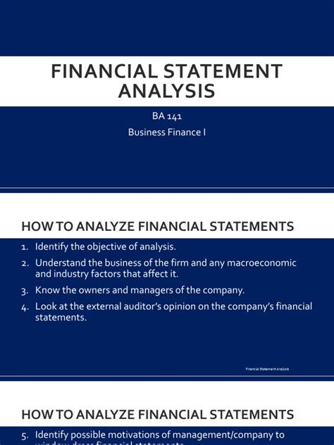 01 Financial Statement Analysis Lecture Pdf Dividend Equity