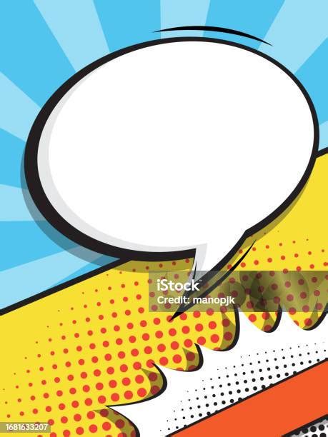 추상적인 세로 만화책 빈 말풍선 하프톤 점선 배경이 있는 팝 아트 만화 표지 기포에 대한 스톡 벡터 아트 및 기타 이미지 기포 도전 Championship Istock
