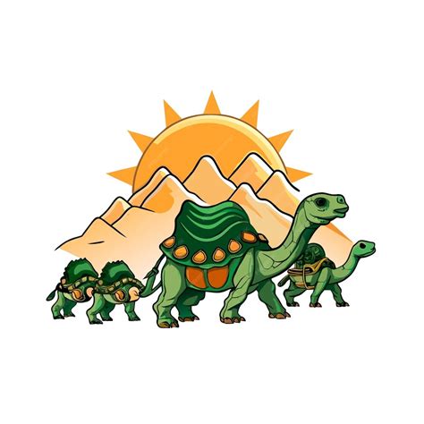Turle Nómada En El Desierto Vector Premium