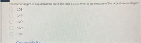 the interior angles of a quadrilateral are in the ratio 1 2 3 4 what