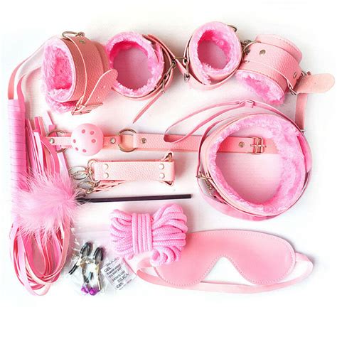 Sexy Leather Plush Bdsm Sex Bondage Constraint Handcuffs Whip Nipple