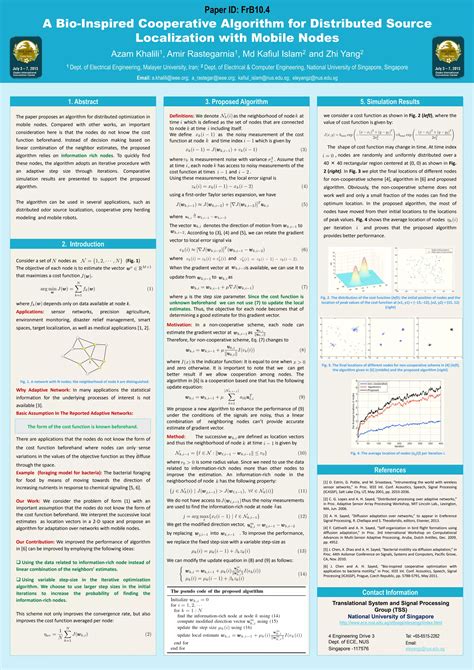 Embc13 Poster Presentation On A Bio Inspired Cooperative Algorithm For Distributed Source