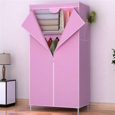 Diy T Zipped Wardrobe Self Assembly Non Woven Cloth Curtain Wardrobe