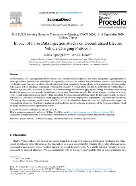 Pdf Impact Of False Data Injection Attacks On Decentralized Electric Vehicle Charging Protocols
