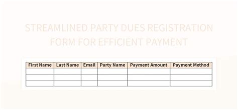 streamlined party dues registration form for efficient payment excel