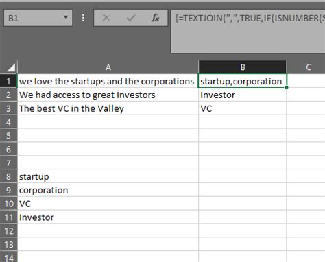 Vba Extract Keywords From Excel Or Google Spreadsheet Column Stack Overflow