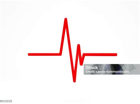 3d 렌더링 3d 일러스트레이션 빨간 심장 박동 모니터 맥박 선 아이콘 흰색 배경 의료 앱 및 웹 사이트에 대한 의료 아이콘입니다 3차원 형태에 대한 스톡 사진 및 기타