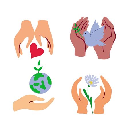 Premium Vector Nature Protection Emblemshands With Doveplanetheart