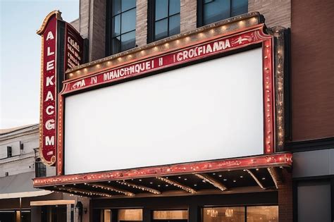 Premium Photo Theater Marquee Sign Mockup With Blank White Empty