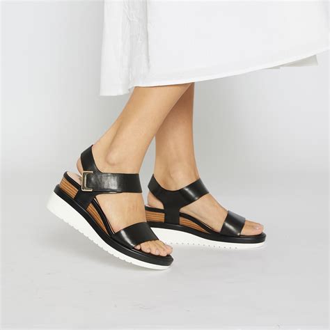 Iris Wedge In Black Leather Iris Wedge In Black Leather