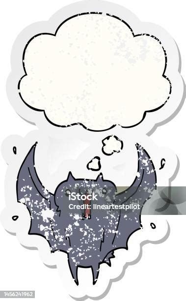 만화 행복 뱀파이어 박쥐 생각 거품으로 고민 착용 스티커로 귀여운에 대한 스톡 벡터 아트 및 기타 이미지 귀여운 기포 낙서 드로잉 Istock