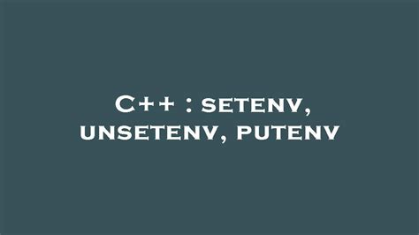 C Setenv Unsetenv Putenv Youtube