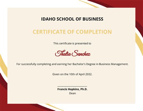 Free Business Management Certificate Template To Edit Online