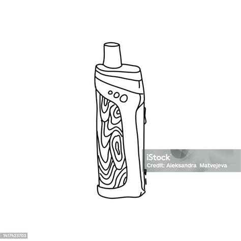 전자 담배 Vape Vape 벡터 도구 선형 스타일로 손으로 그린 다양한 종류의 전자 담배 광고 브로셔 배너 및 포스터의