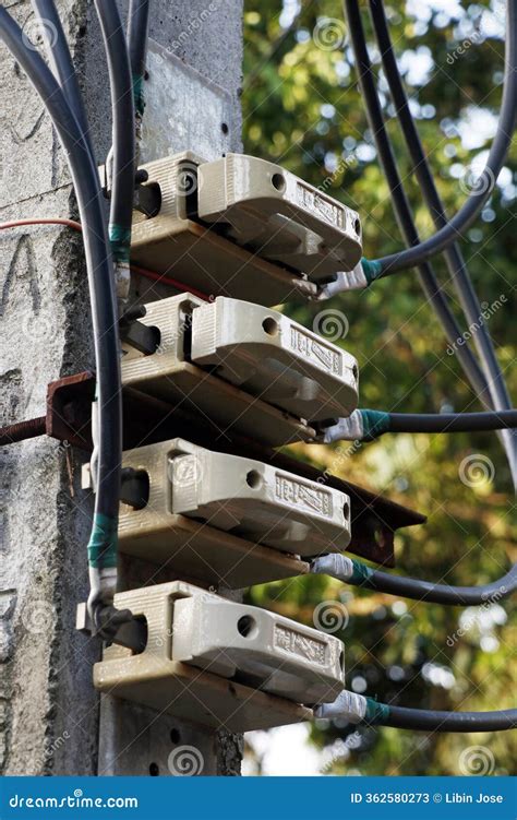 Porcelain Electrical Fuses with Connecting Wires in a Pole Post Stock Image - Image of pole ...