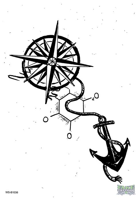 Anchor Compass Temporary Tattoo Stylish Nautical Body Art Fake Tattoos