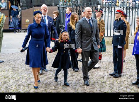 London Uk 29 Mar 2022 Zara Tindall Mia Grace Tindall And Mike