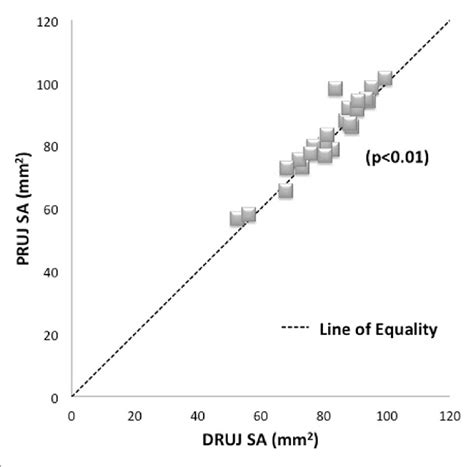 Plot Of Matched Specimens Pruj And Druj Surface Areas Demonstrating